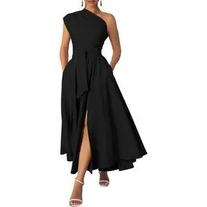 Dresses | Womens One Shoulder Belted Maxi Dress Long Formal Wedding ...